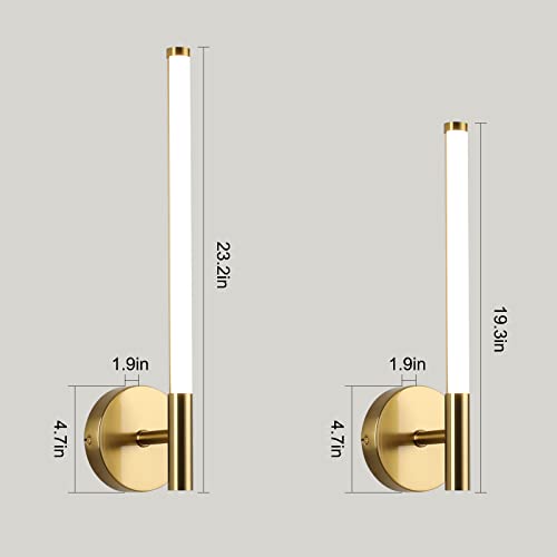 JOOSENLUX Modern LED Picture Lights Gold 19.3" 3000K Long Brass Mid Century Adjustable Linear Gold Wall Sconce Vertically Led Bathroom Vanity Light Swing Arm Left and Down 110V 3000K