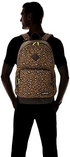 adidas Classic 3-Stripe Durable Backpack Student Athletic Sport Laptop Book Bag, Cheetah Bronze Strata/Black/Pulse Lime Green/4.0, One Size