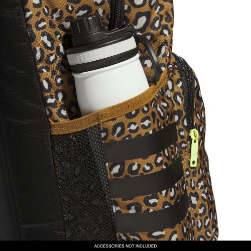 adidas Classic 3-Stripe Durable Backpack Student Athletic Sport Laptop Book Bag, Cheetah Bronze Strata/Black/Pulse Lime Green/4.0, One Size