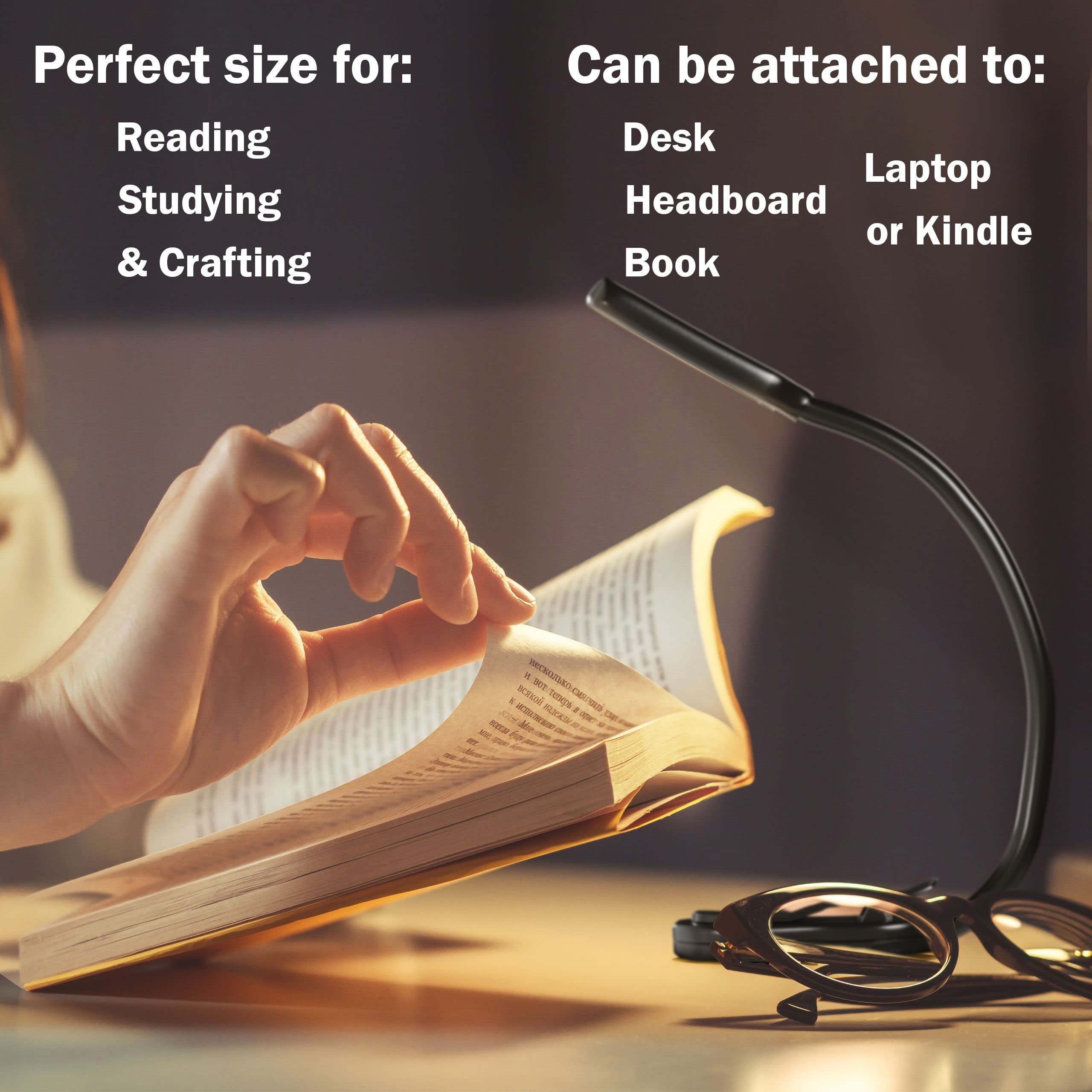 BaHoki Essentials Book Clip Lamp - Small Size Rechargeable LED Clip On Flash Light - Book Light for Reading in Bed