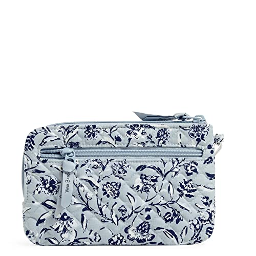 Vera Bradley Women's Cotton Wristlet With RFID Protection, Perennials Gray - Recycled Cotton, One Size