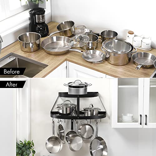 KES 27.5-Inch Pot Rack Wall Mounted, 2-Tier Hanging Pot Rack for Pots and Pans Storage, Classic Semi-Circle Design, Black, KUR502S70B-BK