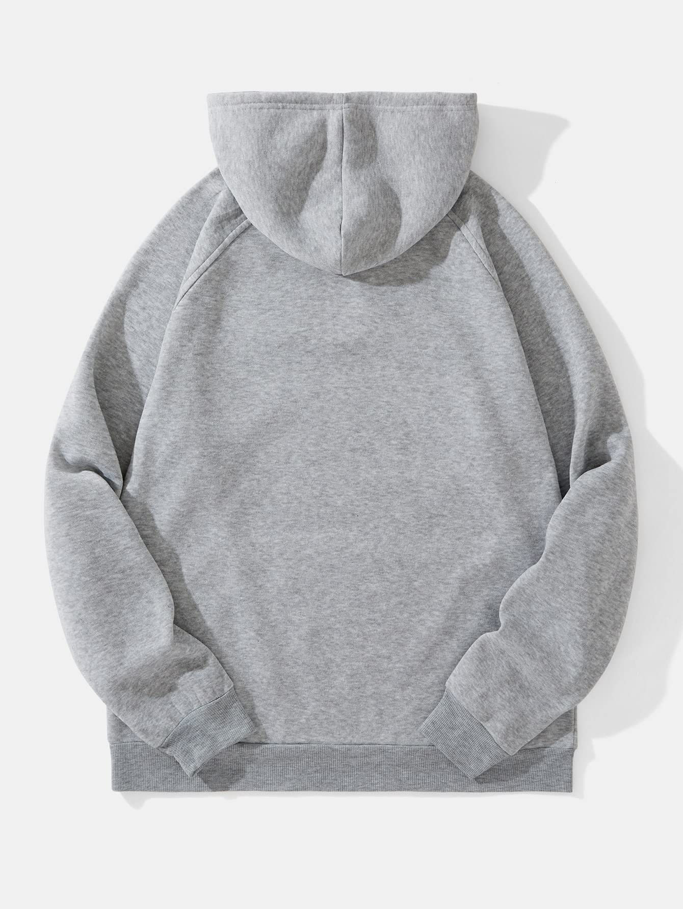 SHENHE Men's Graphic Letter Print Pullover Hoodies Long Sleeve Hooded Sweatshirt Tops Grey M