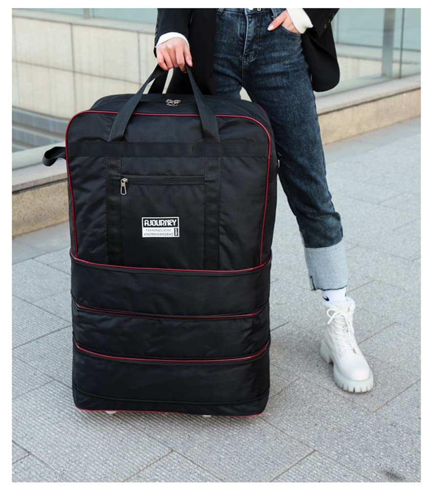 Radefasun Expandable Extra Large Travel Oxford Duffel Bag with Wheels Waterproof Lightweight Traveling Foldable Suitcase (Blue)
