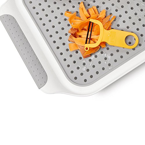madesmart Soft Draining Sink Mat - White, Grey | SINKWARE COLLECTION | Dry Cups, Utensils, or use to Catch Food Prep | Soft-grip Handles for Portability | Non-slip Rubber Feet | BPA-Free