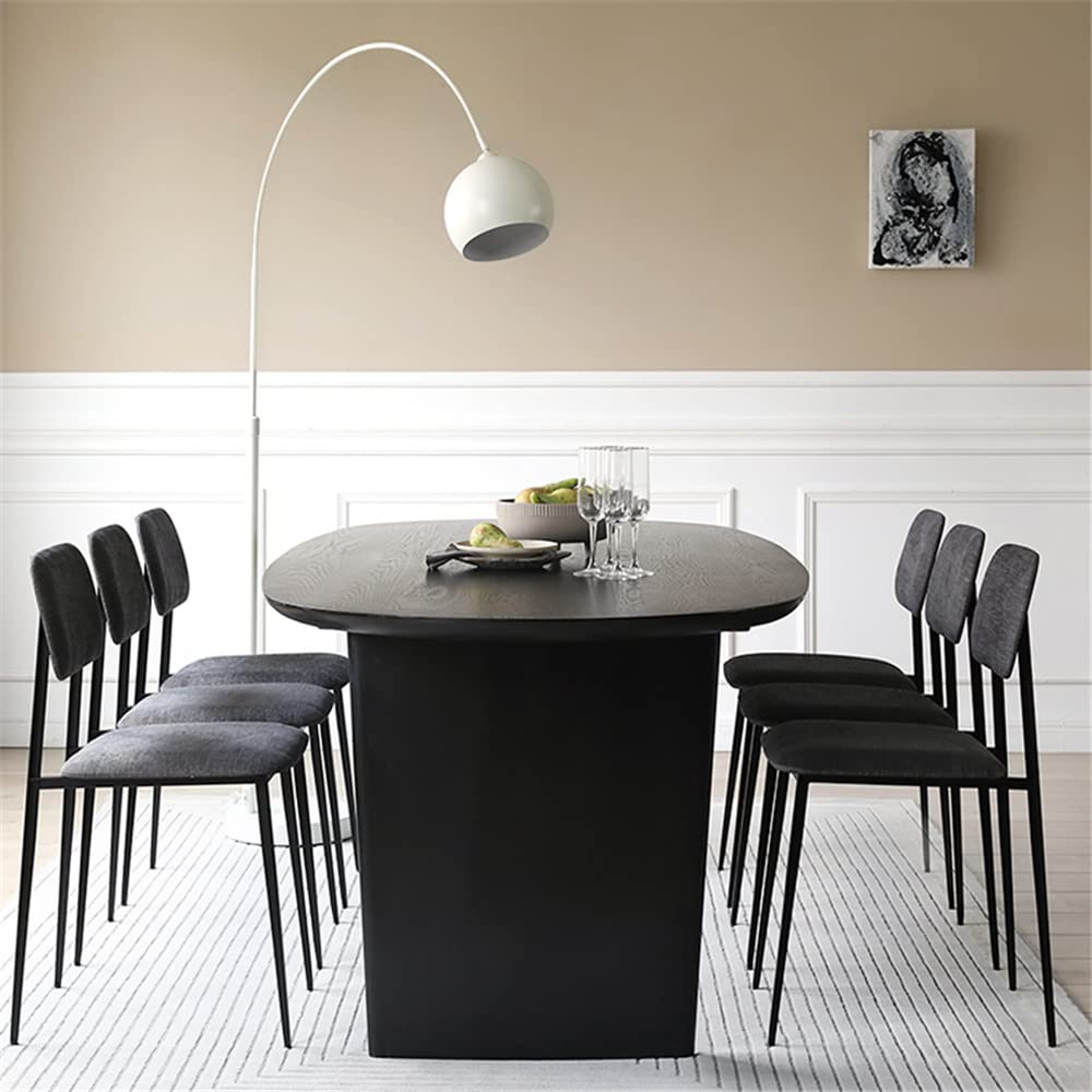 NIUYAO Modern Solid Oval Table with Double Pedestal, Natural Black Wood Top Table Simplicity Wabi-sabi Style Furniture for Dining Room Kitchen Leisure Coffee Table -47" L x 27.5" W x 29.5" H