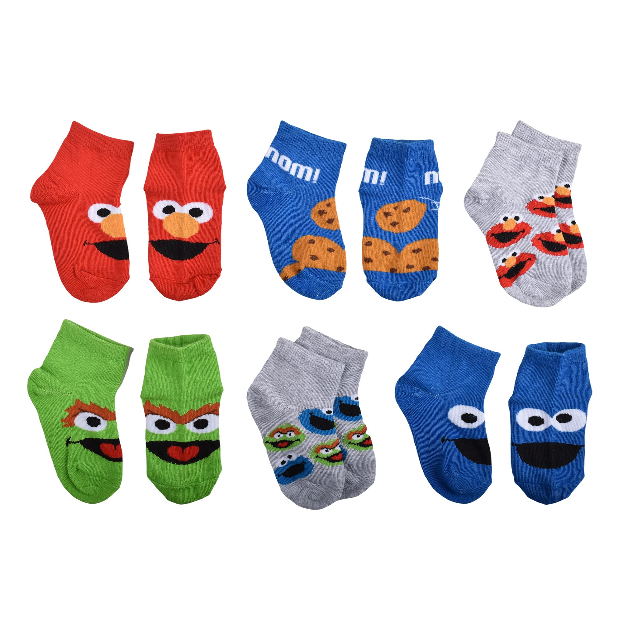 Sesame Street Baby Boy's 6-Pack Quarter Socks, Red, 2T-4T