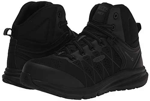 KEEN Utility Women's Vista Energy Mid Height Composite Toe Internal Metatarsal Guard Industrial Work Boots, Black/Raven, 7.5 Wide