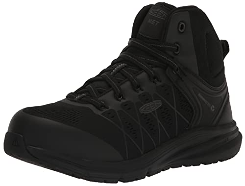 KEEN Utility Women's Vista Energy Mid Height Composite Toe Internal Metatarsal Guard Industrial Work Boots, Black/Raven, 7.5 Wide