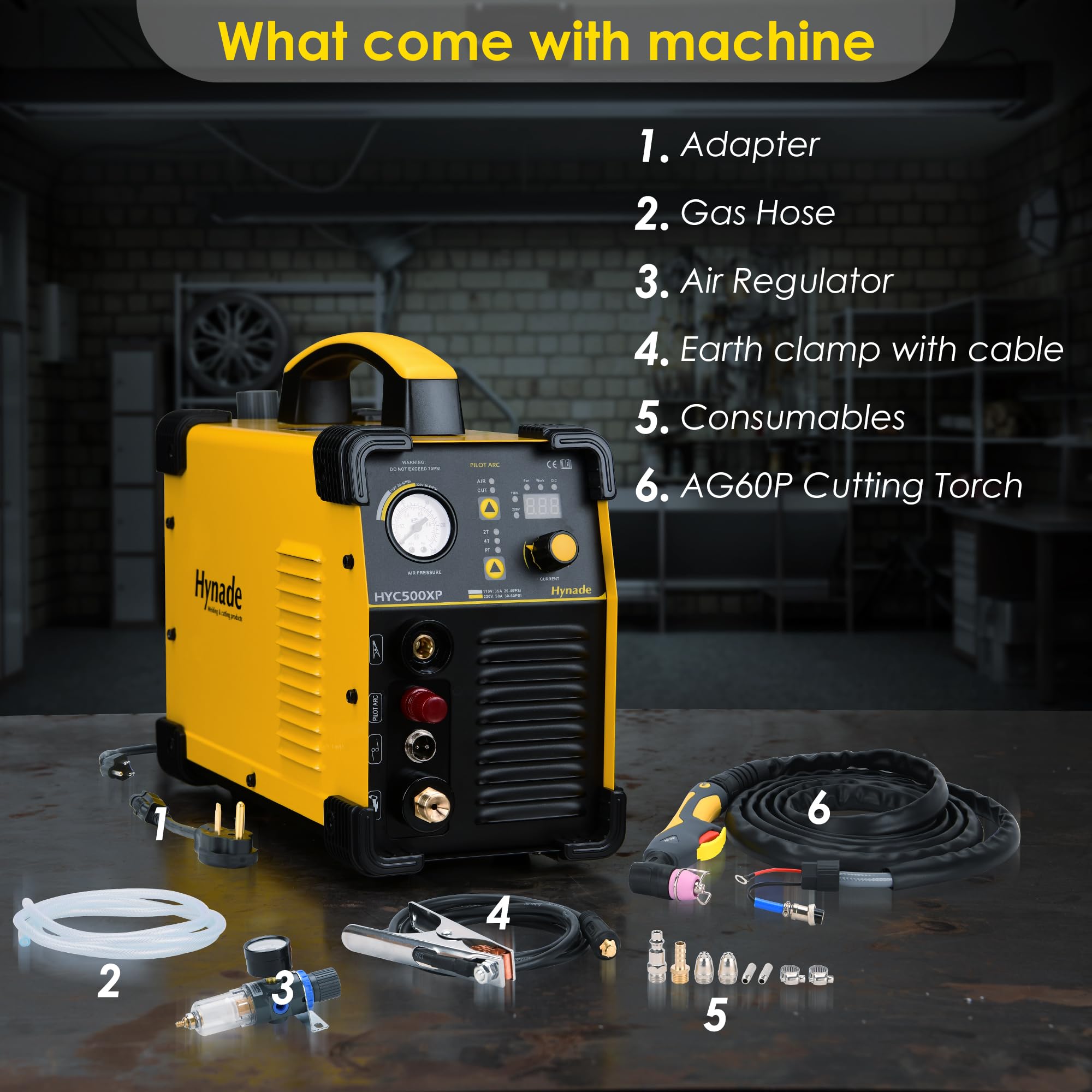 hynade Plasma Cutter HYC500XP, Non Touch Pilot Arc Plasma Cutter,50A Dual Voltage 110V/220V Inverter Max Cut 14mm Plasma Cutting Machine (HYC500XP 110/220V)