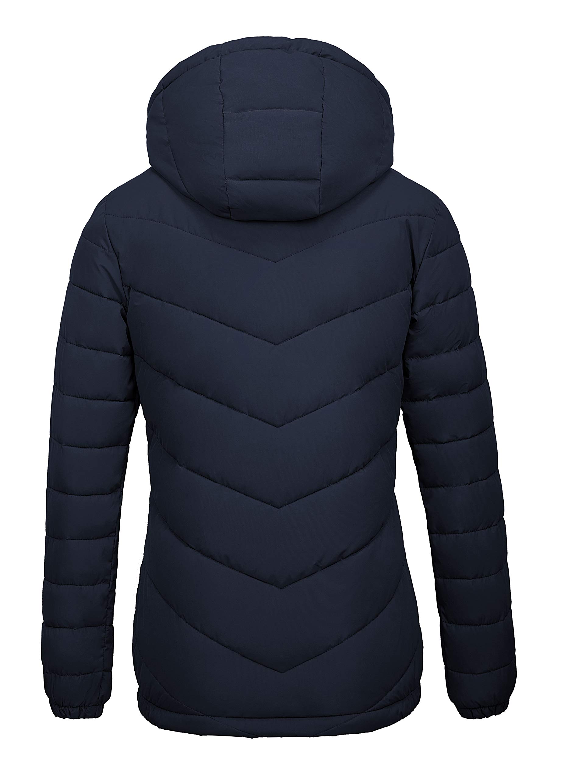 wantdo Women's Warm Thickened Parka Jacket Black XL Ladies' Water Resistant Winter Coat Navy XL