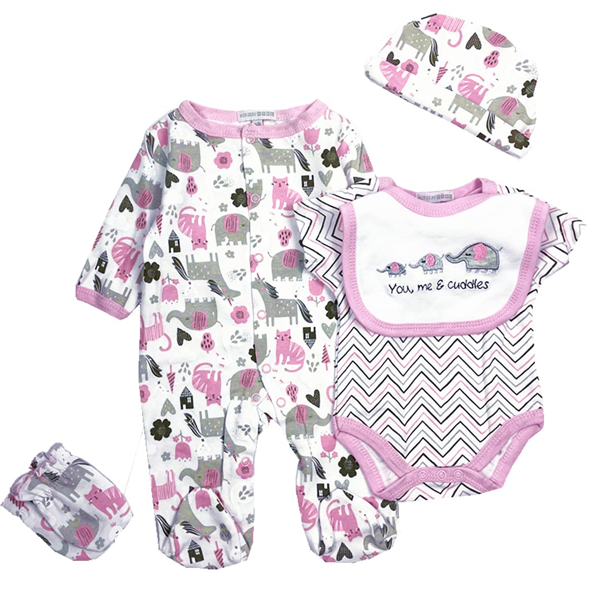 Medylove 5Pcs Reborn Baby Dolls Clothes 22 Inch Cute Elephants Outfits Accessories Clothing for 20-22 Inch NewbornBaby Doll Girl…