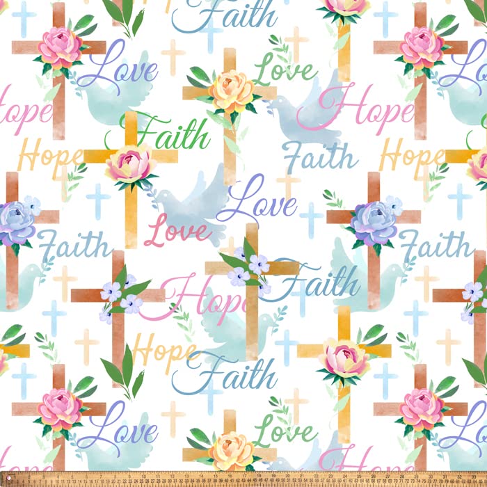 Faith, Hope and Love Crosses Anti-Pill Premium No-Sew Throw Fleece Fabric Kit (50x60)