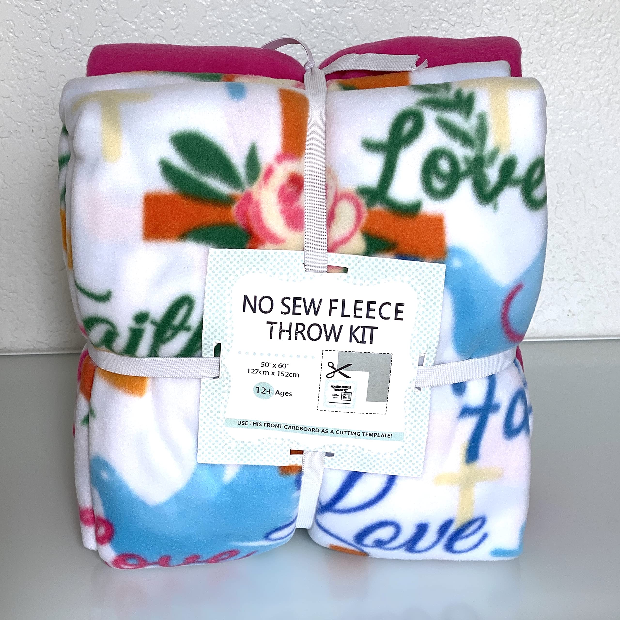 Faith, Hope and Love Crosses Anti-Pill Premium No-Sew Throw Fleece Fabric Kit (50x60)