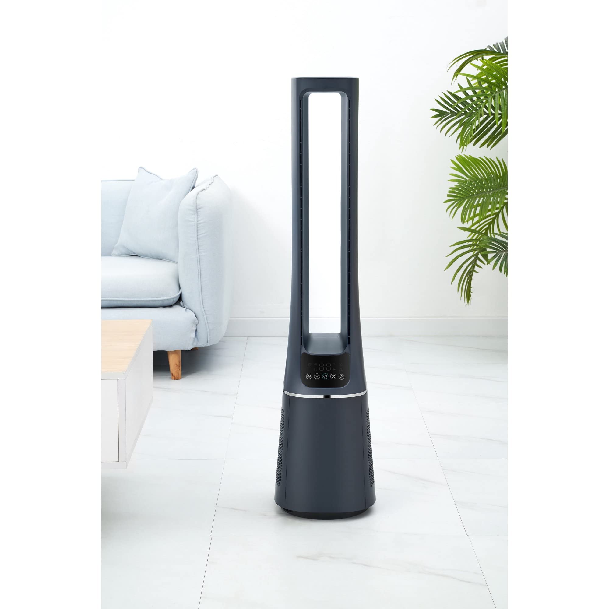 Midea 41" Bladeless Tower Fan & HEPA Air Purifier with Remote Control, Blue, AMS150-PB (Renewed)