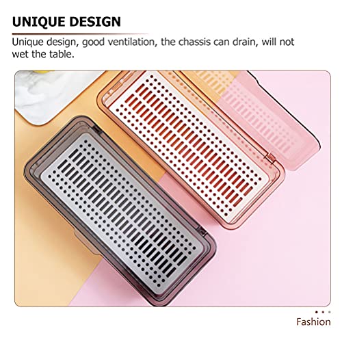 2Pcs Plastic Flatware Tray with Lid Chopsticks Drain Rack Kitchen Cutlery Utensil Drawer Colander Drying Holder Organizer Basket 28X13CM