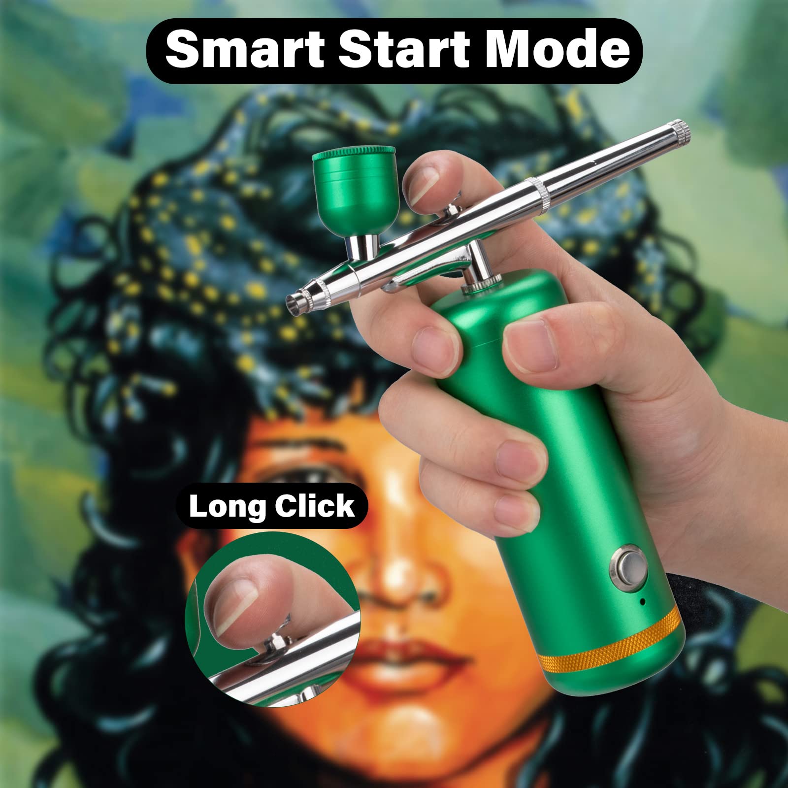 Cordless Airbrush Kit with Compressor,Upgraded 30PSI Portable Mini Airbrush Gun Set, Handheld Chargeble Dual Action air Brushes for Painting, Makeup, Nail, Mode, Cake, Tattoo