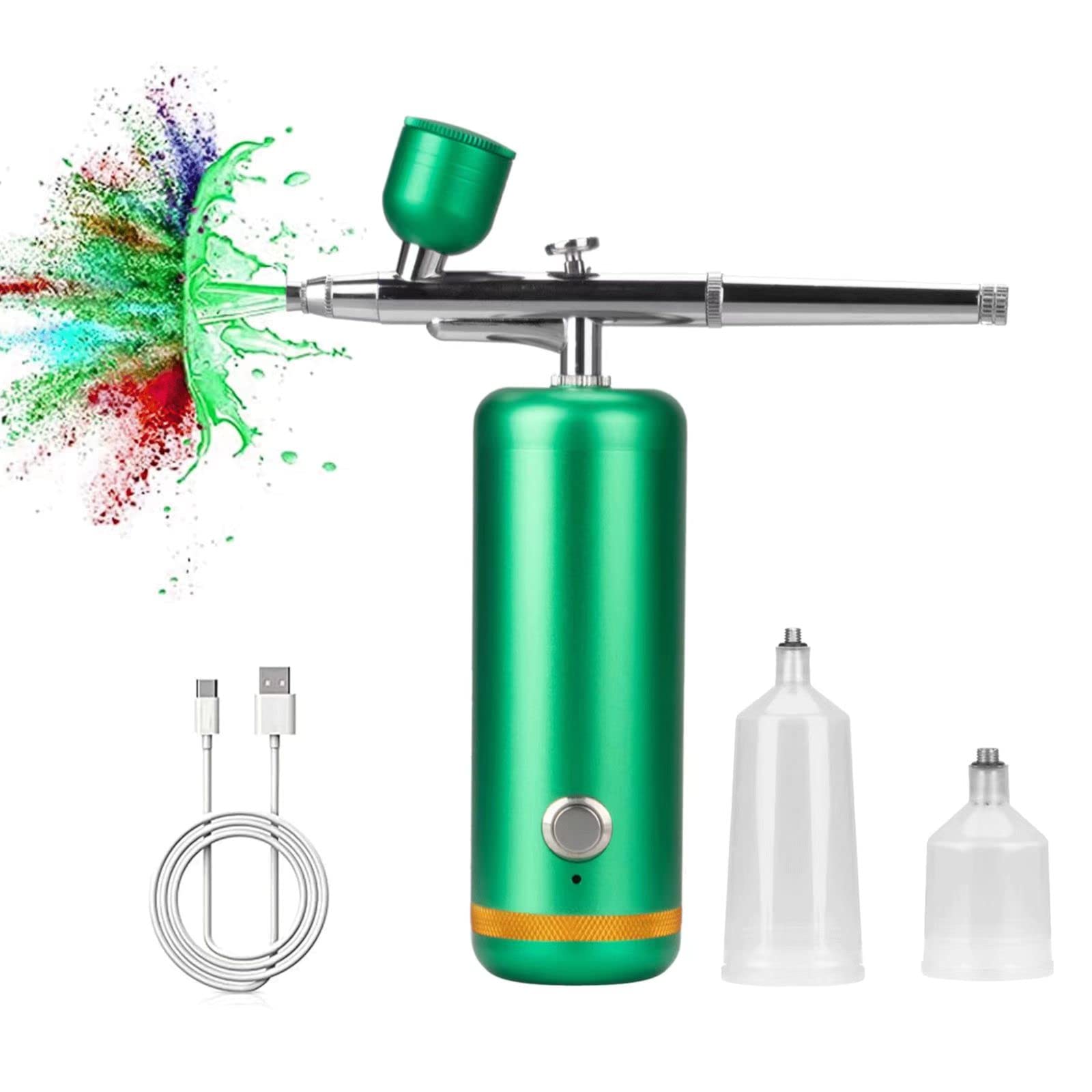 Cordless Airbrush Kit with Compressor,Upgraded 30PSI Portable Mini Airbrush Gun Set, Handheld Chargeble Dual Action air Brushes for Painting, Makeup, Nail, Mode, Cake, Tattoo