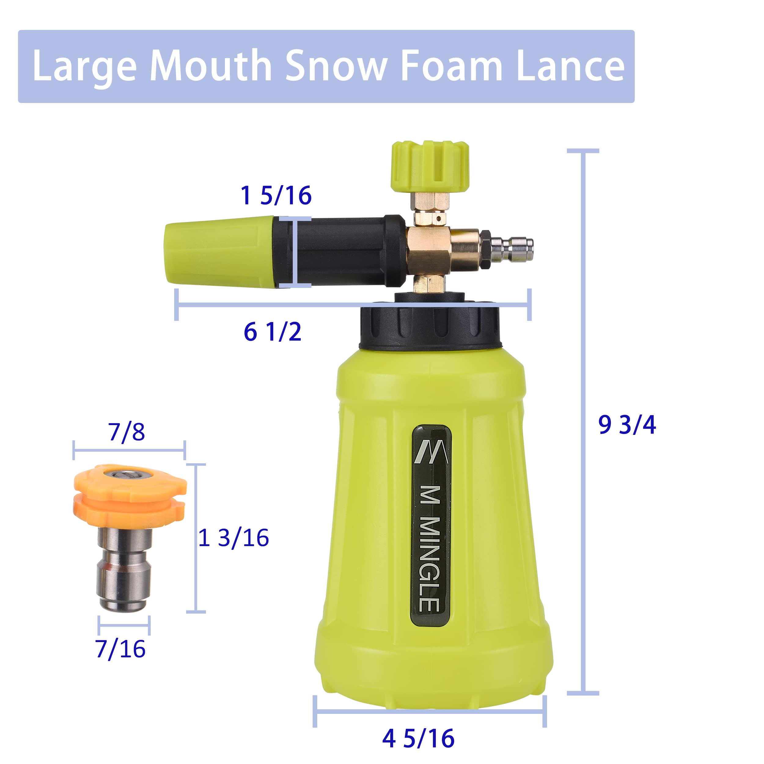M MINGLE Pressure Washer Hose 50 FT x 1/4" - Replacement Power Wash Hose Foam Cannon for Pressure Washer, Car Foam Sprayer with 1/4 Inch Quick Connector