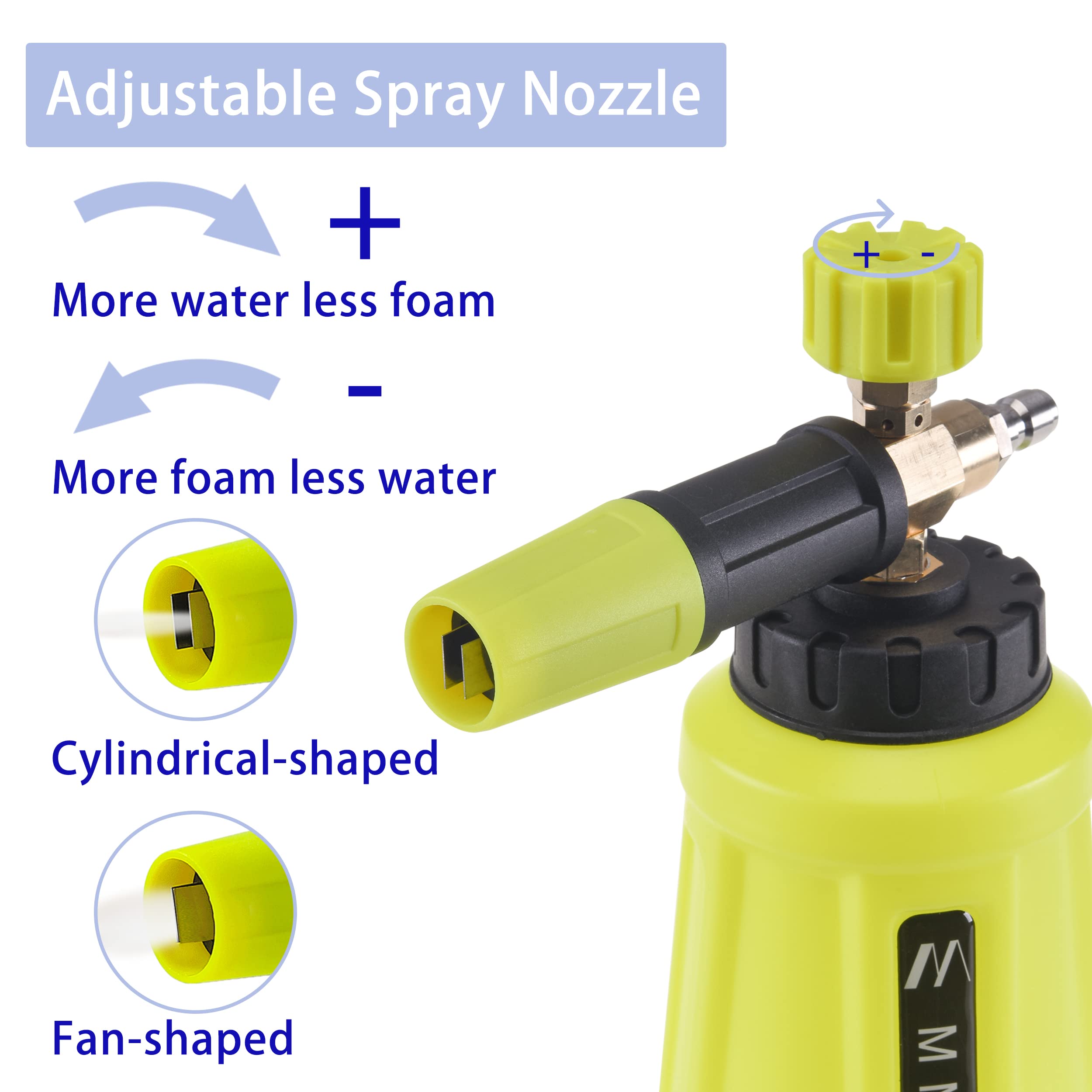M MINGLE Pressure Washer Hose 50 FT x 1/4" - Replacement Power Wash Hose Foam Cannon for Pressure Washer, Car Foam Sprayer with 1/4 Inch Quick Connector