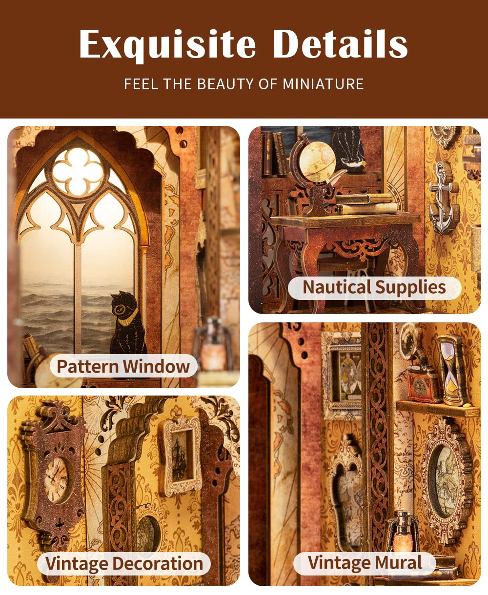 CUTEBEE Book Nook Kit, DIY Booknook Miniature House Tiny House 3D Wooden Puzzle Dollhouse Kit for Adults and Teens, Bookshelf Insert Decor, DIY Craft Gift Model Build