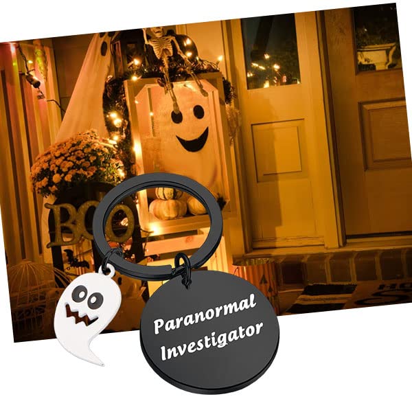 CENWA Funny Paranormal Investigator Keychain Ghost Hunter Gifts Ghost Hunting Gifts Hallowen Day Gift (Paranormal black K)