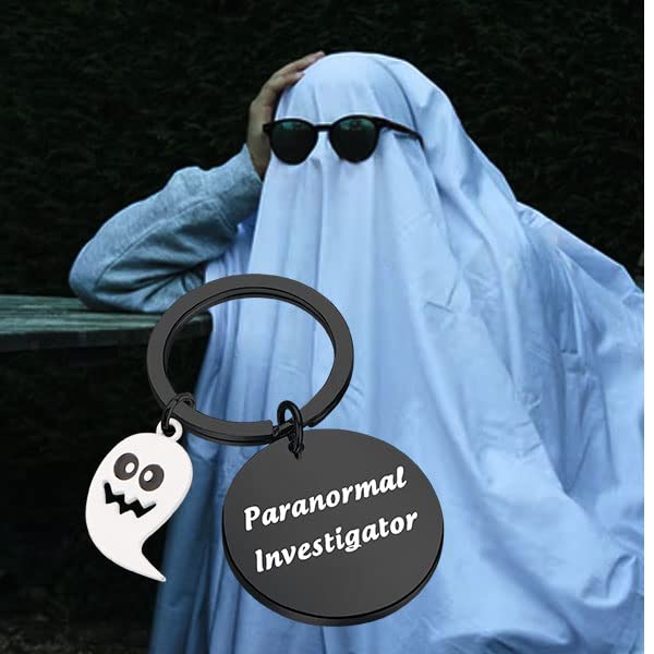 CENWA Funny Paranormal Investigator Keychain Ghost Hunter Gifts Ghost Hunting Gifts Hallowen Day Gift (Paranormal black K)