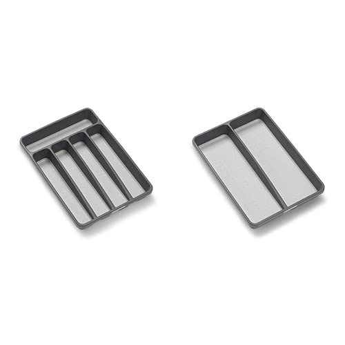 madesmart Classic Mini Silverware Tray with 5 Compartments + madesmart mini Utensil Tray with 2 Compartments | Kitchen Organizer | Soft-grip Lining and Non-slip Rubber Feet | BPA-Free