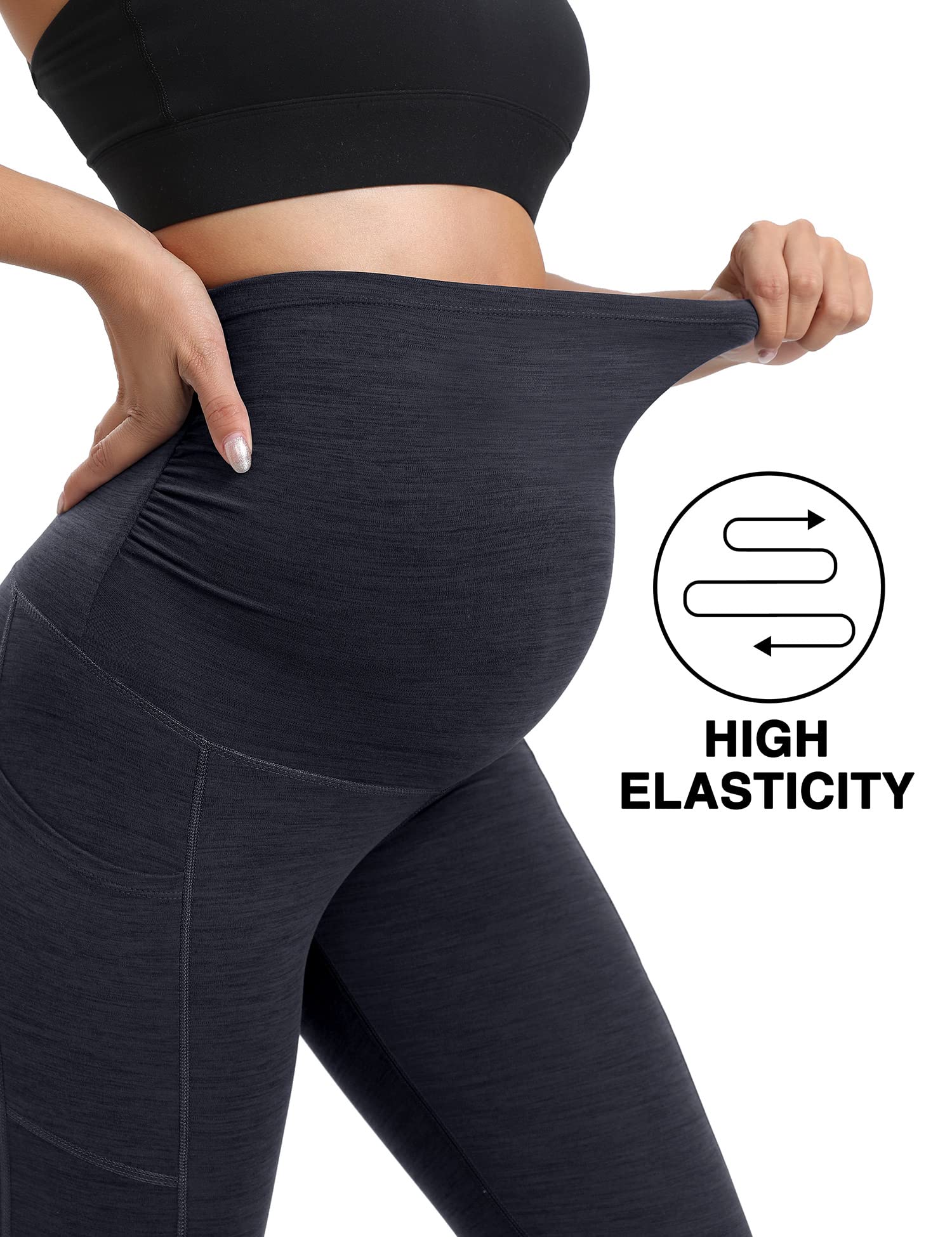 Heathyoga Maternity Leggings with Pockets - Pregnancy Yoga Pants for Women's Workout