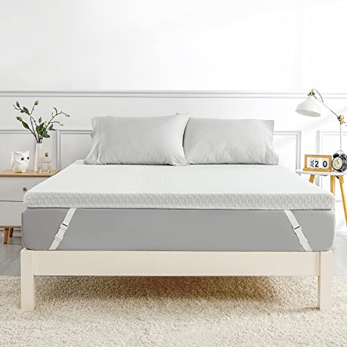 Short Queen (RV Queen) Mattress Topper, 3 Inch Dual Layer Memory Foam Mattress Topper with Bamboo Cover, Medium Firm Topper for Travel Trailer, Camper