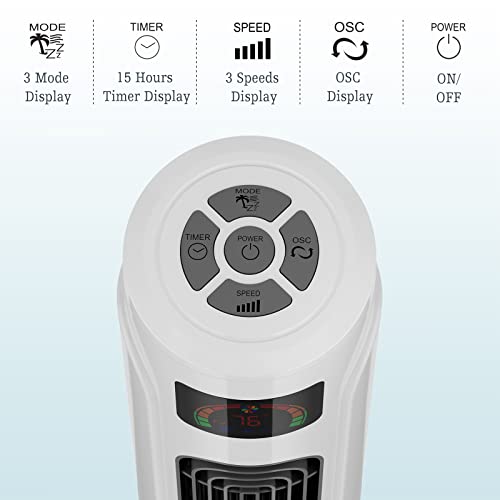 CHRUN 36''Oscillating Tower Fan, Remote Control, Quiet Stand Up Fan, 3 Speed, 3 Modes,15-Hour Timer, LED Display, 70° Oscillating Wider Air Coverage Tower Fan for Cooling Bedroom Home Office (White)
