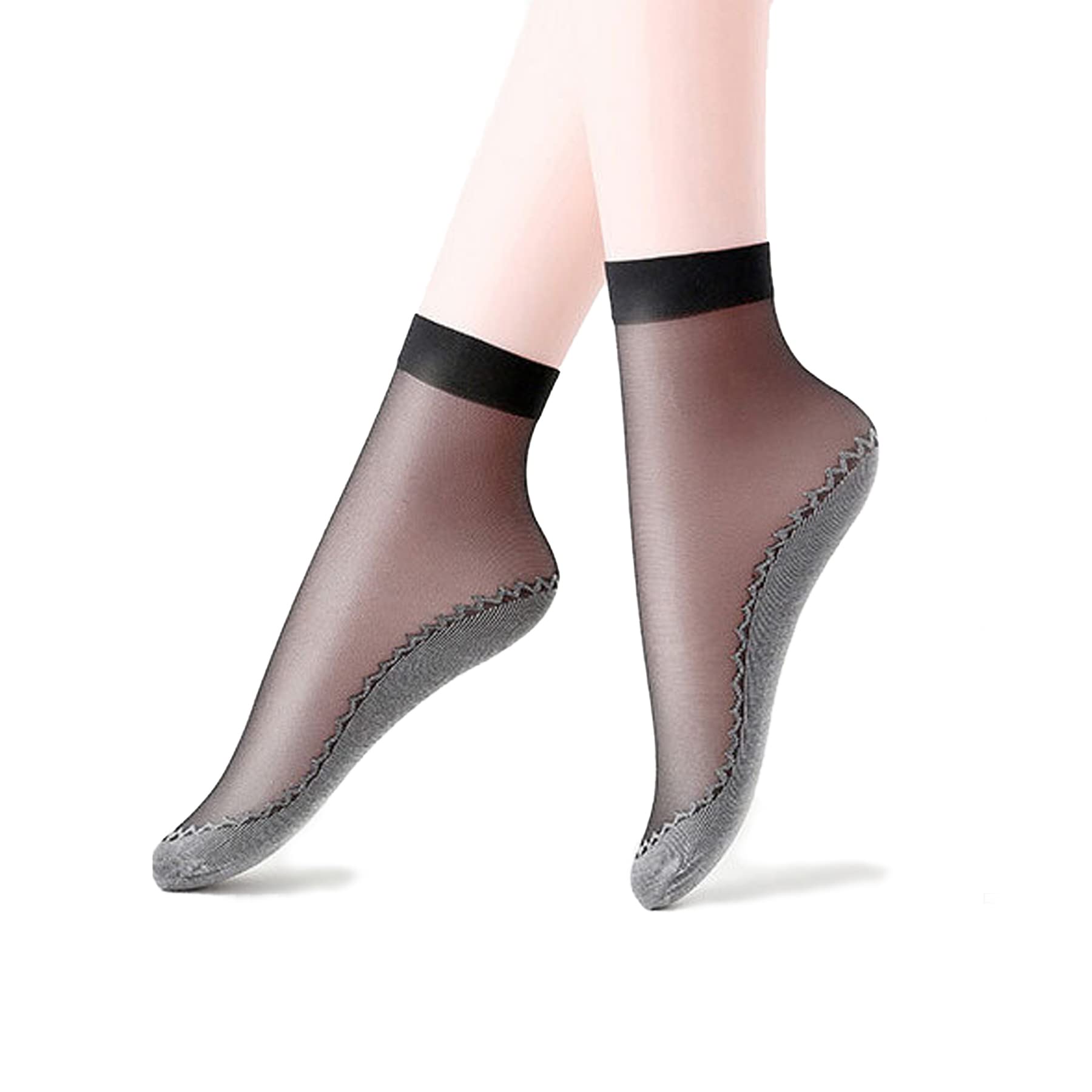 TeenFighter 10 Pairs Silky Nylon soft & breathable Ankle Socks for Girls, Cotton Sole Thin Elastic Socks for Women