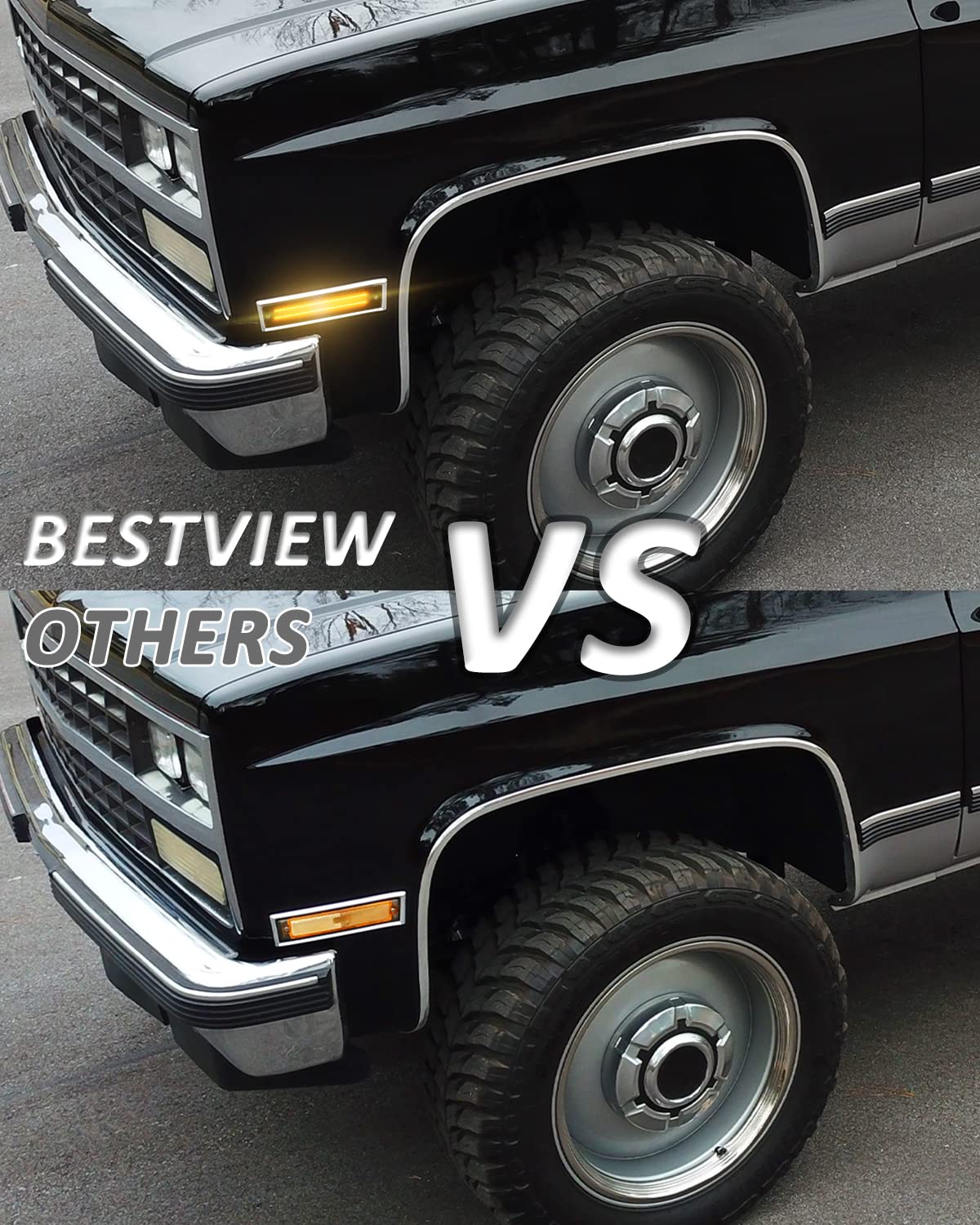 Bestview LED Side Marker Lights Compatible with 1981-1991 Chevy C10 C20 C30 GMC C1500 C2500 Suburban Blazer Jimmy, Driver & Passenger Side, Smoked Lens