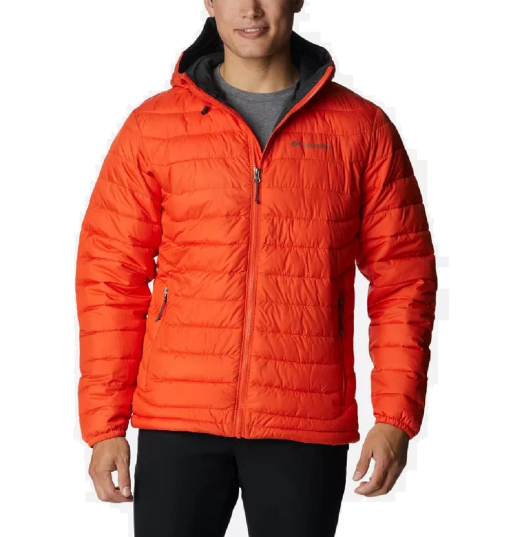 Columbia Mens Powder Lite Hooded Jacket, Red Quartz, Meduim