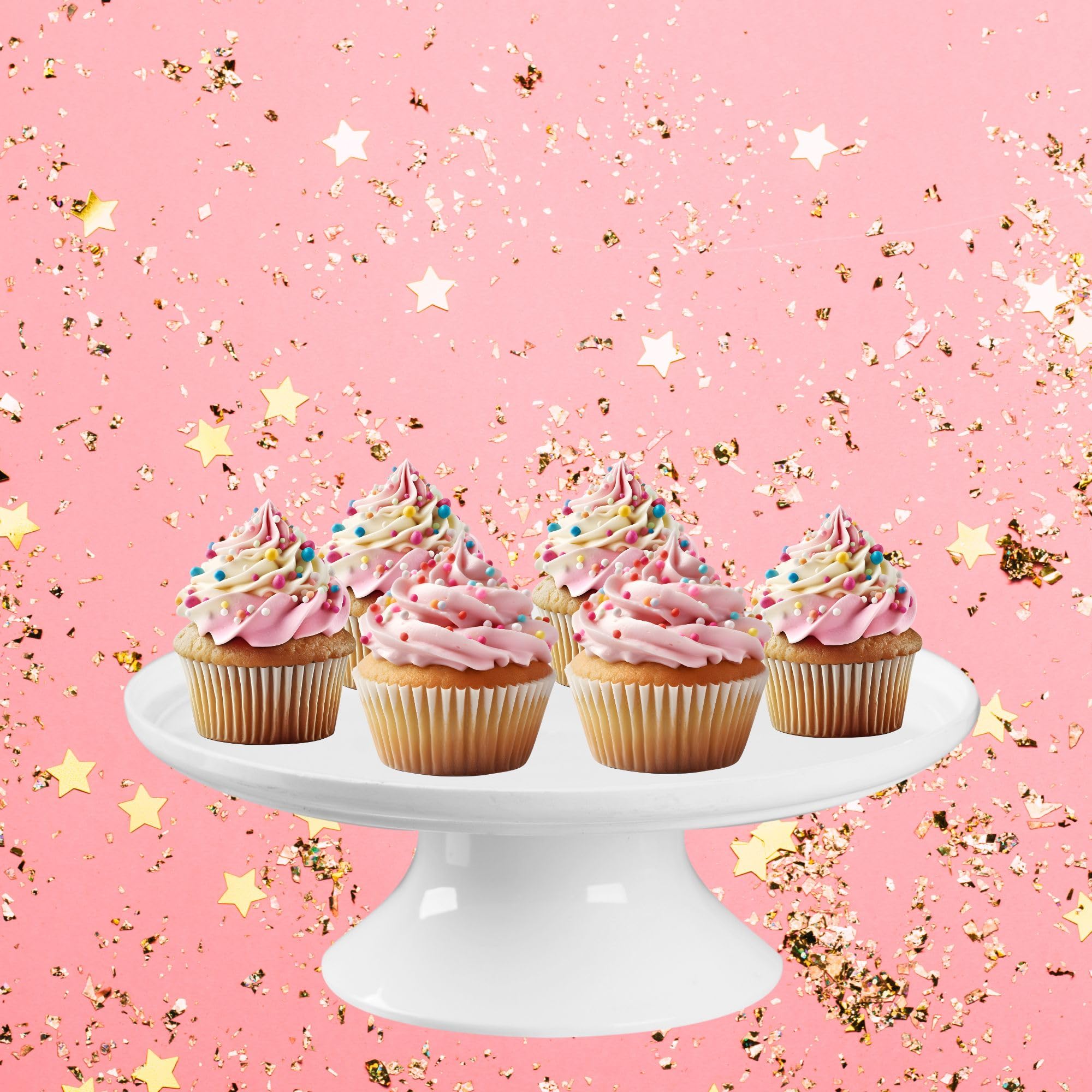 GRUPO MIRANDINHA Acrylic Round Cake Stand Cupcake Stand Candy Stand (White)