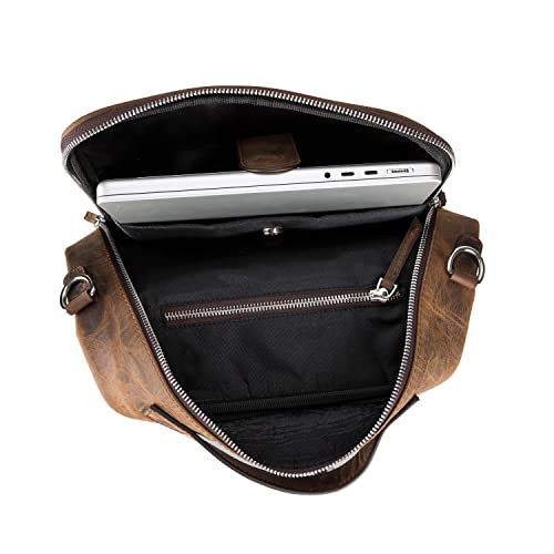 BLACKBROOK Premium Leather Backpack, Hazel Luxurious Genuine Leather Protective Travel Carrying Bag & Backpack, Laptop Bag, Case (Distressed Coffee)
