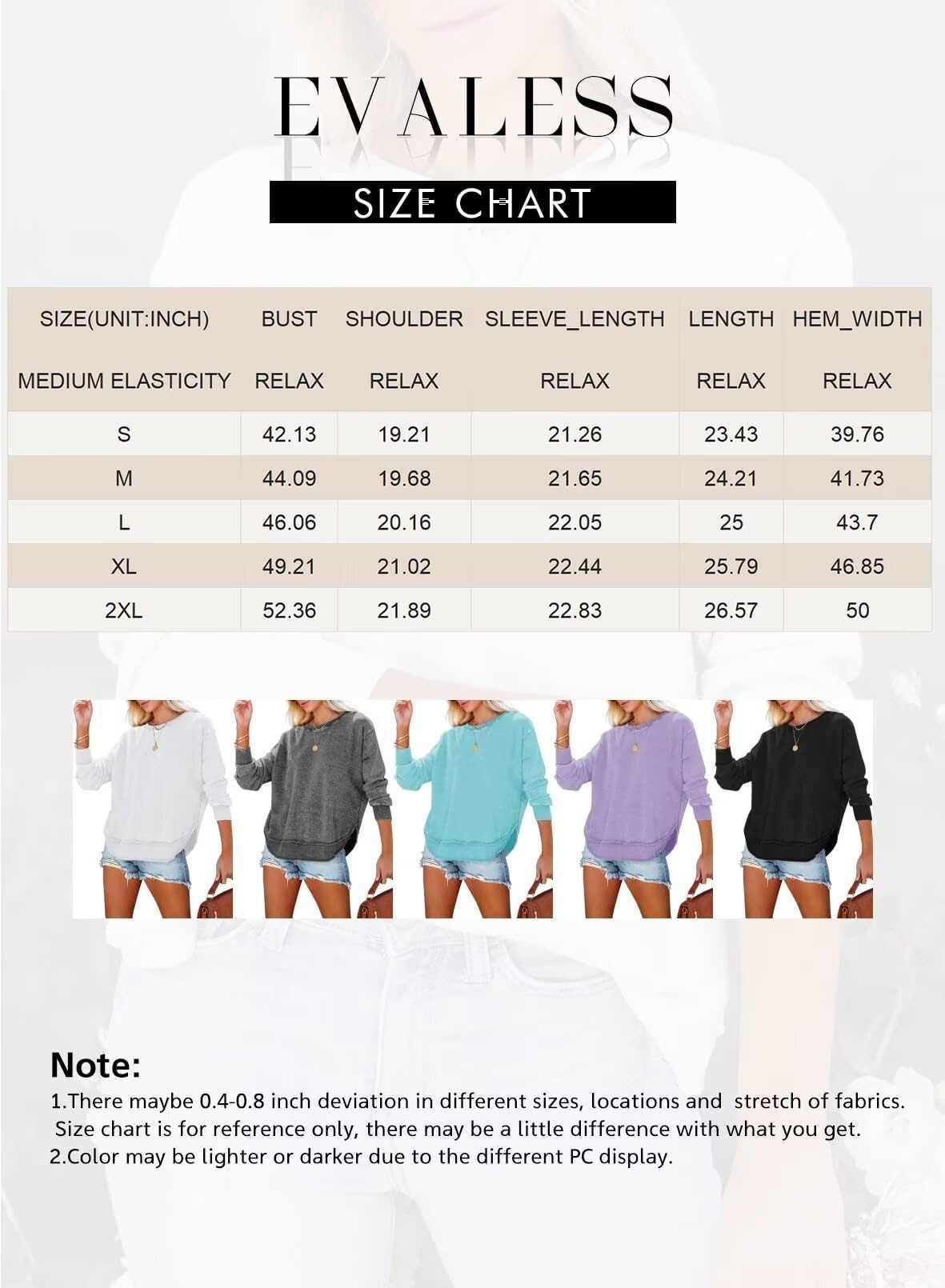 EVALESS Sweatshirt for Women Casual Long Sleeve Shirts Cute Lightweight Comfort Colors Crewneck Cotton Sweatshirts Loose Fit Side Split Pullover Tunic Tops 2025 Fall Fashion Clothes Purple Medium