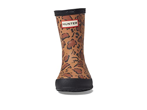 Hunter Little Kids Original First Classic Leopard Print Rain Boot, Rich Tan/Saddle/Black, 7