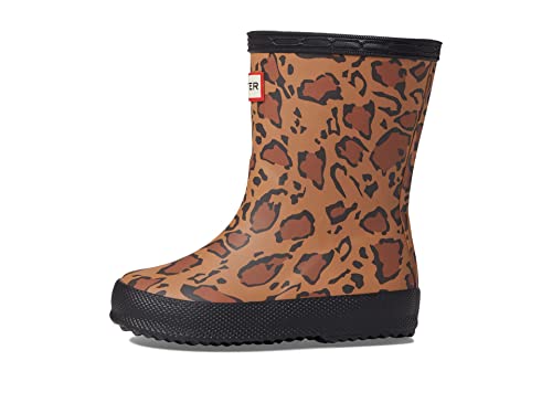 Hunter Little Kids Original First Classic Leopard Print Rain Boot, Rich Tan/Saddle/Black, 7