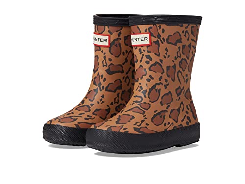 Hunter Little Kids Original First Classic Leopard Print Rain Boot, Rich Tan/Saddle/Black, 7