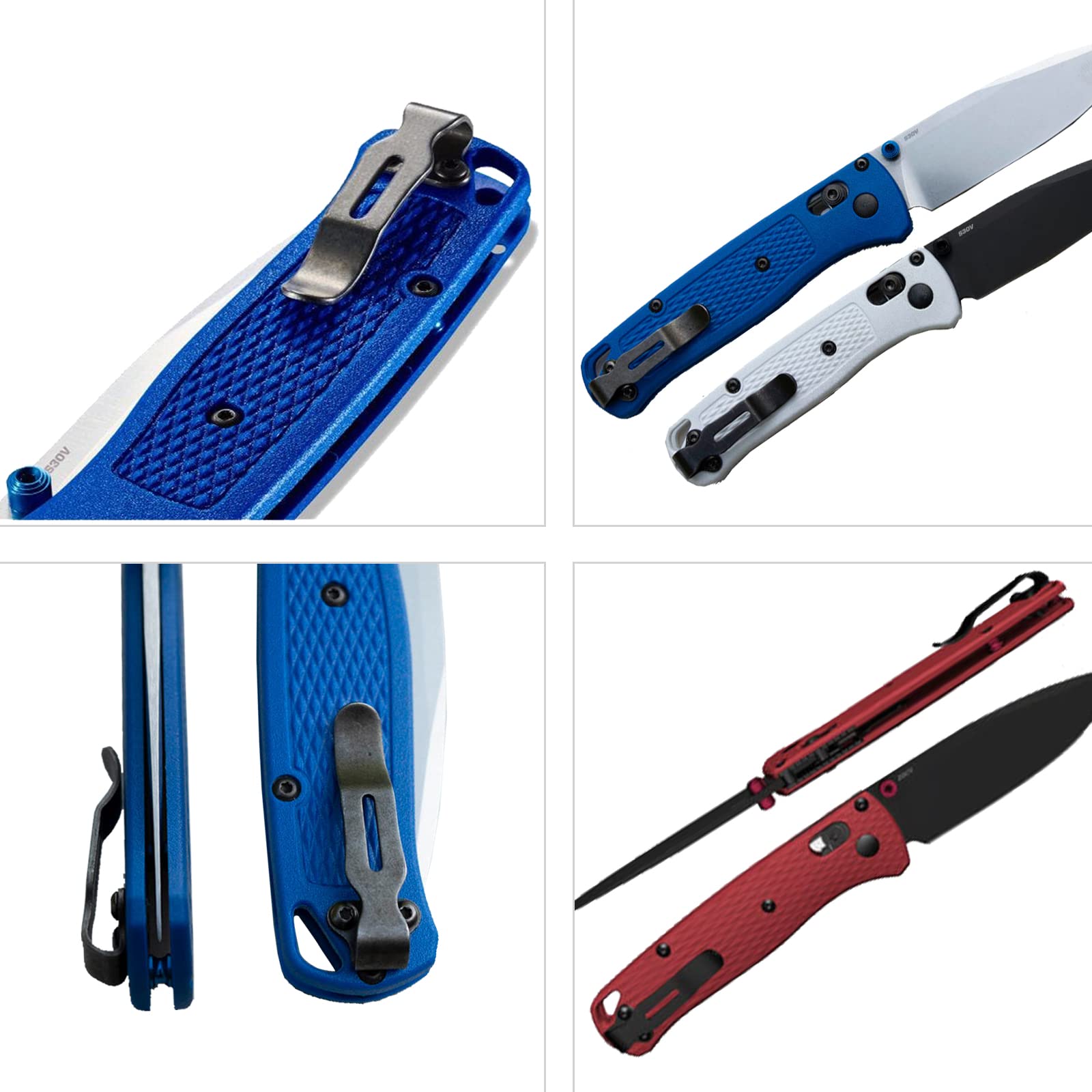 6 Pieces Deep Carry Pocket Clips, Black and Stone Wash Titanium Pocket Clips with Screws for Benchmade 535 (Black and Stone Wash)
