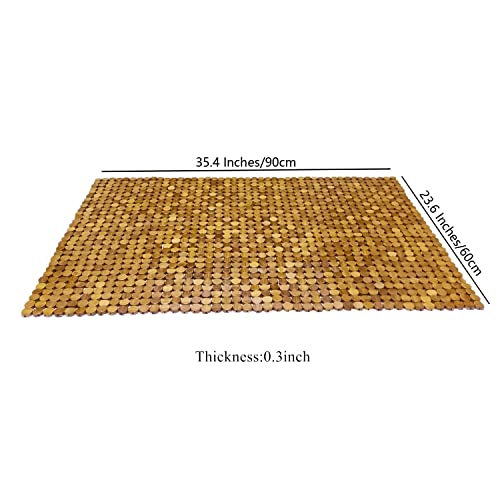 HJJKKH Bamboo Bath Mat with 23.6X35.4 inch,Nature Bamboo Wooden Bathroom Mat,Non Slip and Foldable Floor Shower Bath Mat for Bathroom,Bathtub,Shower,Sauna,Hot Tub