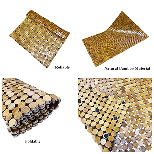 HJJKKH Bamboo Bath Mat with 23.6X35.4 inch,Nature Bamboo Wooden Bathroom Mat,Non Slip and Foldable Floor Shower Bath Mat for Bathroom,Bathtub,Shower,Sauna,Hot Tub