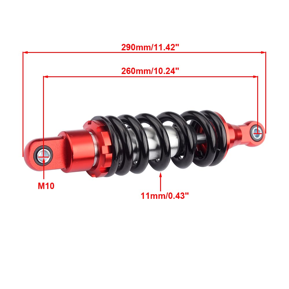 260mm 10-1/4" Rear Shock Absorber 1000LBS Suspension Sensa-Trac Load Adjusting for ATV Quad Dirt Pit Bike Motorcycle