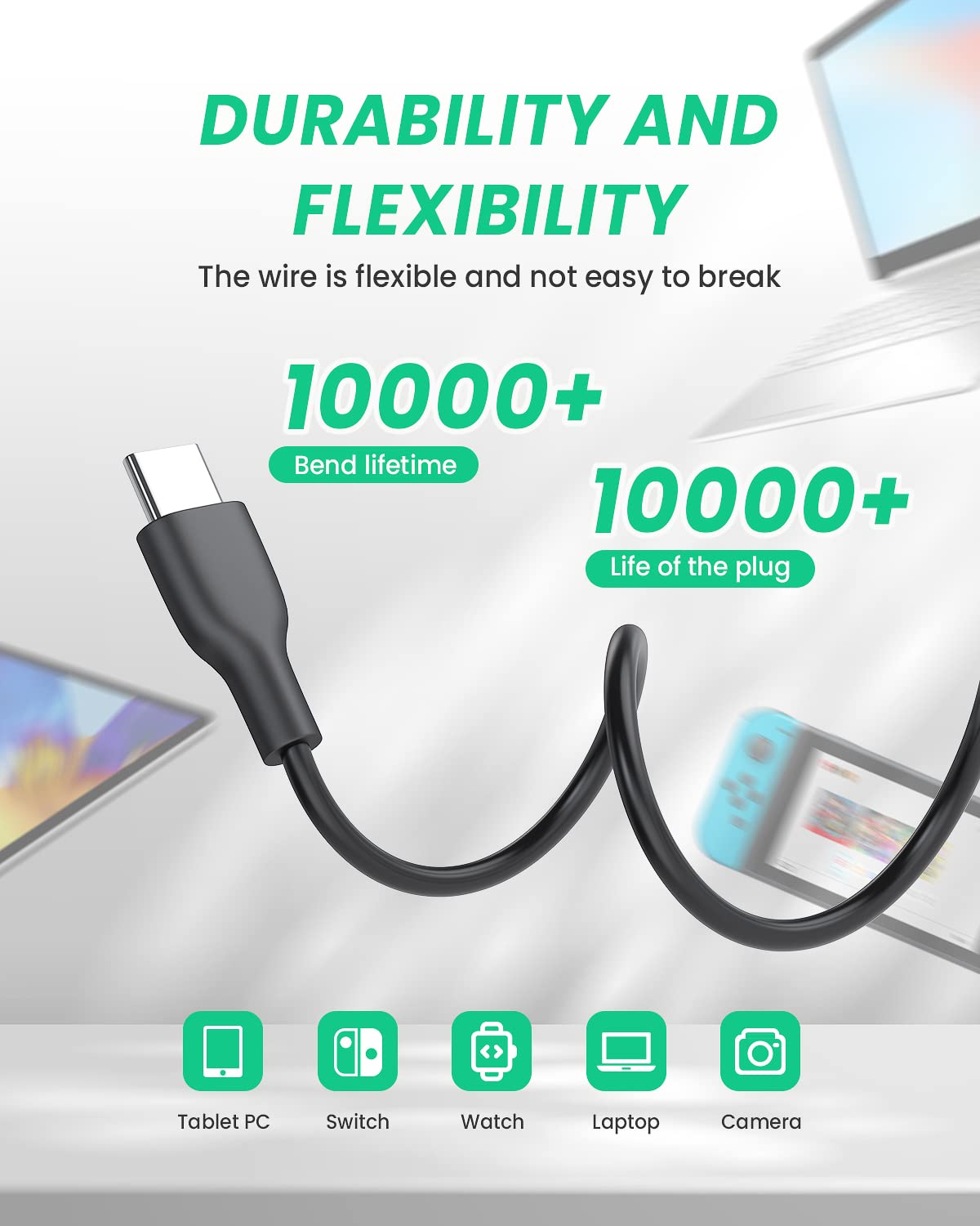 Switch Charger for Nintendo Switch Charger Cable Power Adapter 15V 3A Fast Charging Compatible with Switch/Switch Lite/Switch OLED Power Supply Cord