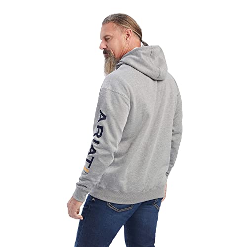 ARIAT Men's Rebar Graphic Hoodies, Heather Grey/Deep Ultramarine, XX-Large