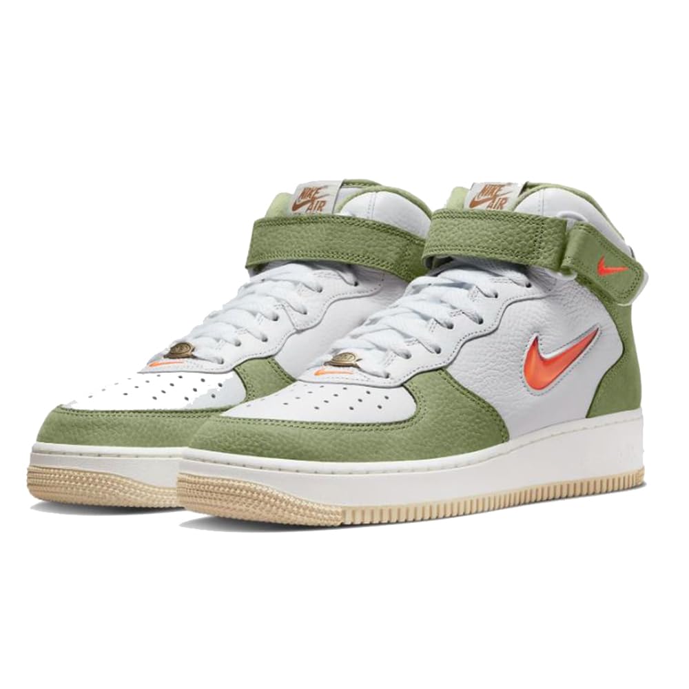 NIKE Men's Sneaker, White Oil Green Sail Total Ora, 12
