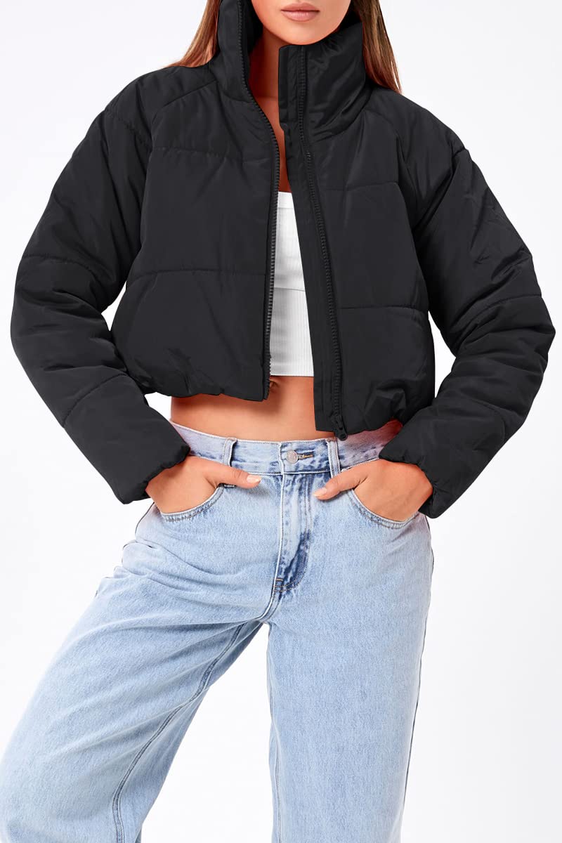 AUTOMET Puffer Jackets Womens Winter Coats Trendy 2023 Fashion Outfits Long Sleeve Zip Up Stand Collar Pockets Y2k