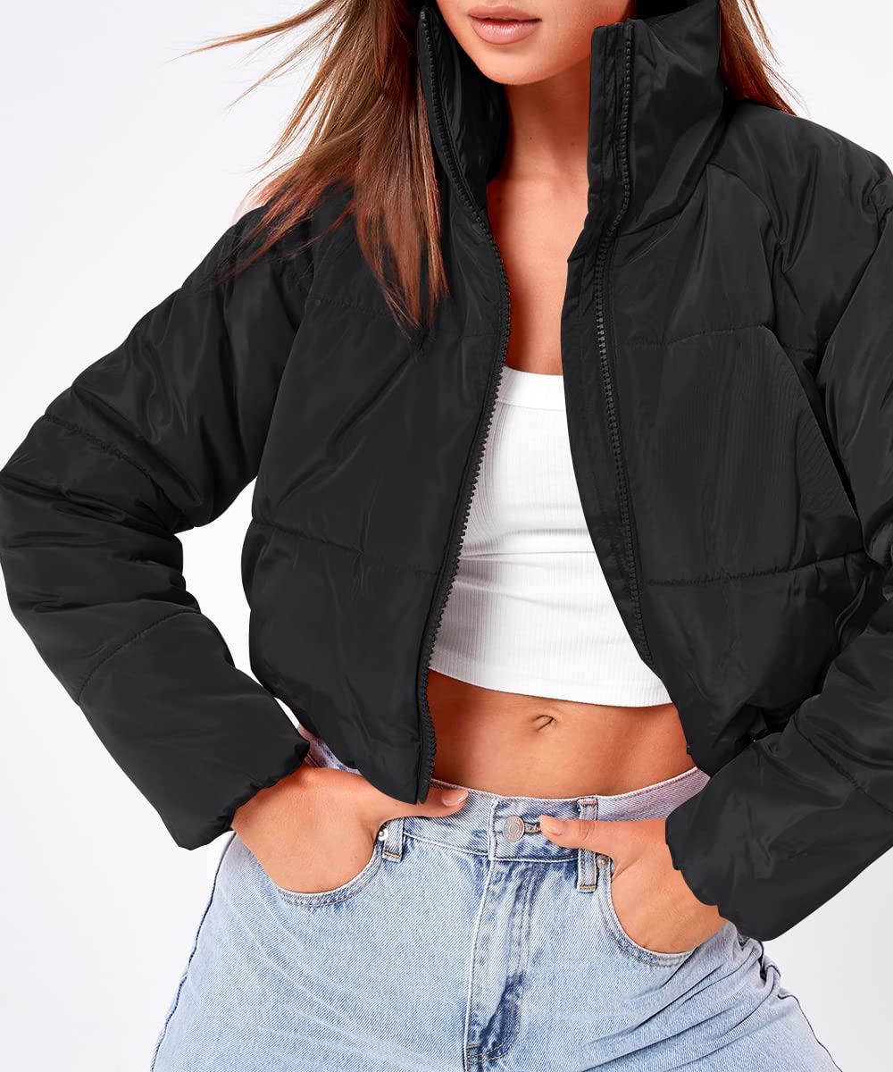 AUTOMET Puffer Jackets Womens Winter Coats Trendy 2023 Fashion Outfits Long Sleeve Zip Up Stand Collar Pockets Y2k