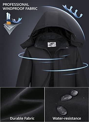 GOLDEN CAMEL Men's Winter Ski Jacket Mountain Snow Coats Waterproof Detachable Hood Windproof Fleece Rain Jackets